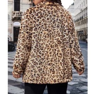 Jackets & Coats | Luxe Plus Size Vegan Fur Leopard Print Jacket Coat ...